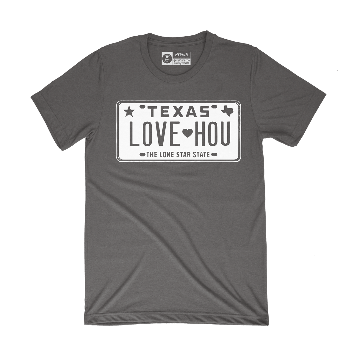 LOVE HOU Texas License Plate T-Shirt | Black and White – Anvil Cards