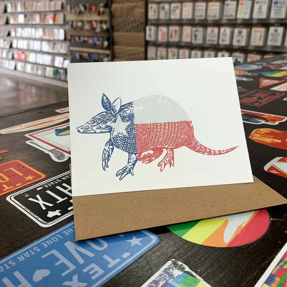 Anvil Cards - Texadillo Armadillo Texas Flag Greeting Card